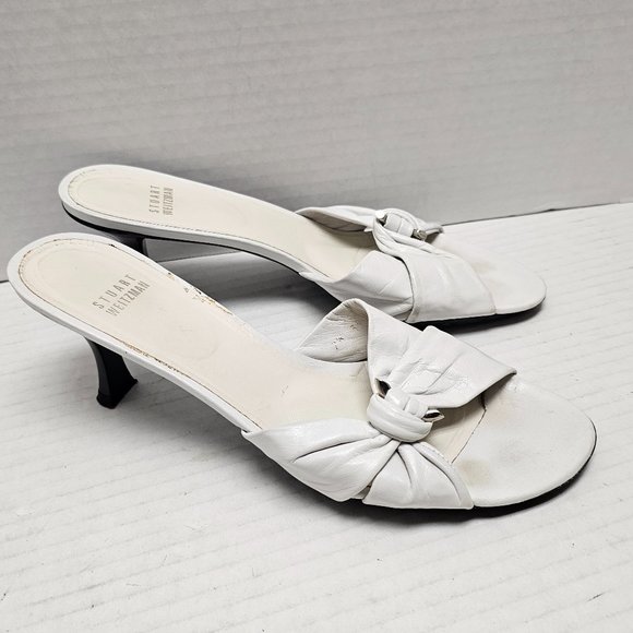 Stuart Weitzman | Shoes | Stuart Weitzman White Leather Slide Sandals ...
